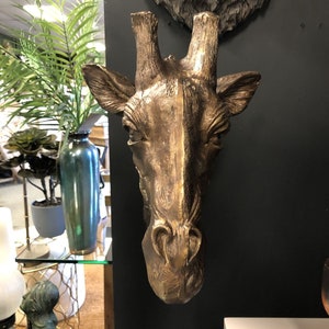 Giraffe Bust Head Wall Art Giraffe Resin Bronze Effect Wall Bust ...