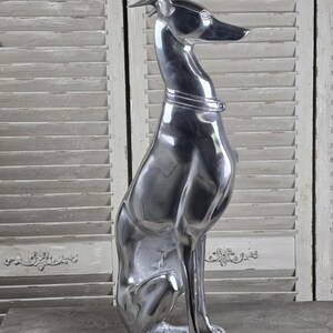 Aluminium Whippet Sitting Greyhound Whippet Silver Finish Ornament ...