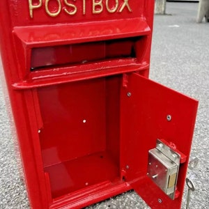 Cast Iron Letter Box Royal Mail Post Office Wall Box Vintage Style RED ...