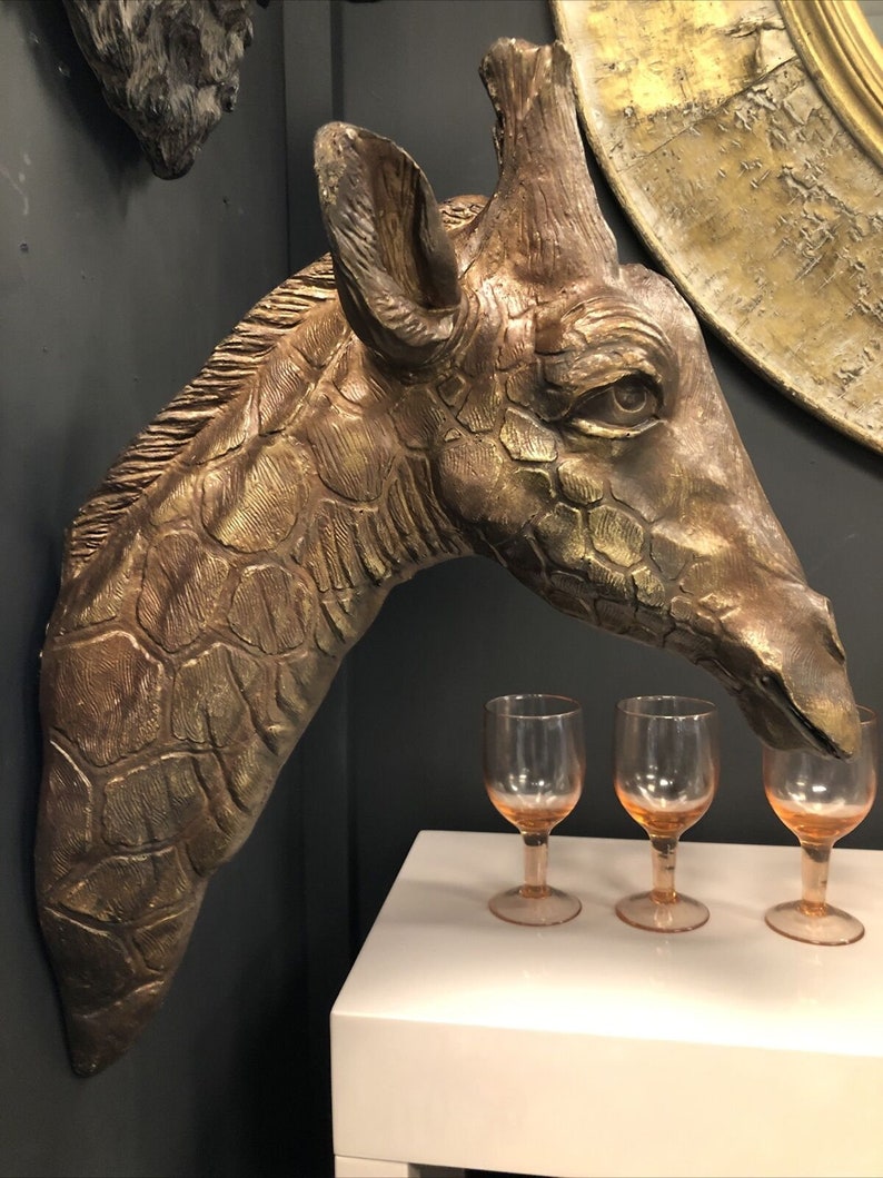 Giraffe Bust Head Wall Art Giraffe Resin Bronze Effect Wall Bust ...