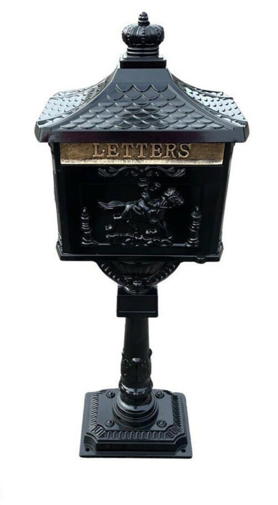 Black Post Box Post Mounted Aluminium Black Wall Mail Box - Etsy