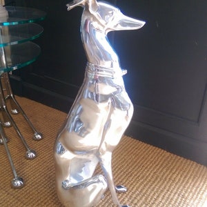 Aluminium Whippet Sitting Greyhound Whippet Silver Finish Ornament ...