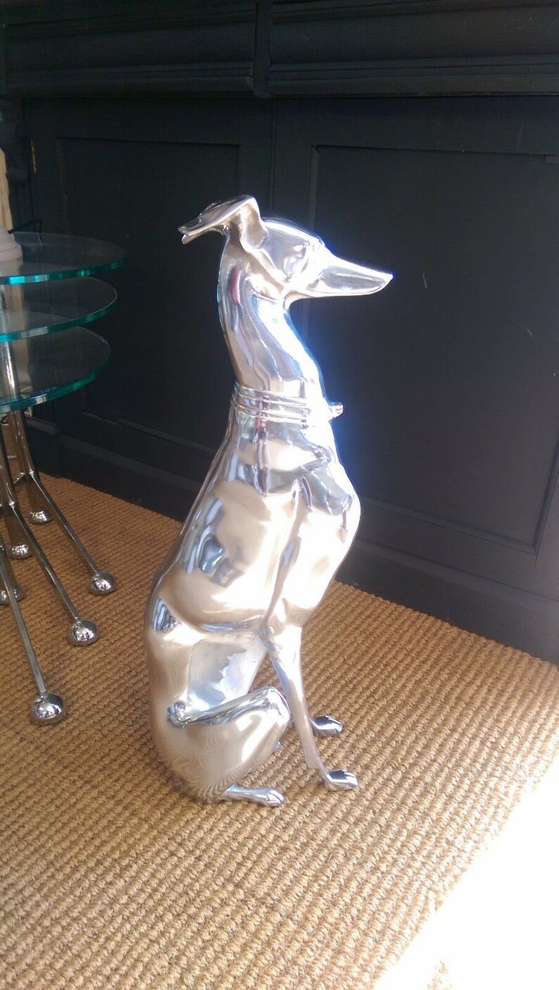 Aluminium Whippet Sitting Greyhound Whippet Silver Finish | Etsy