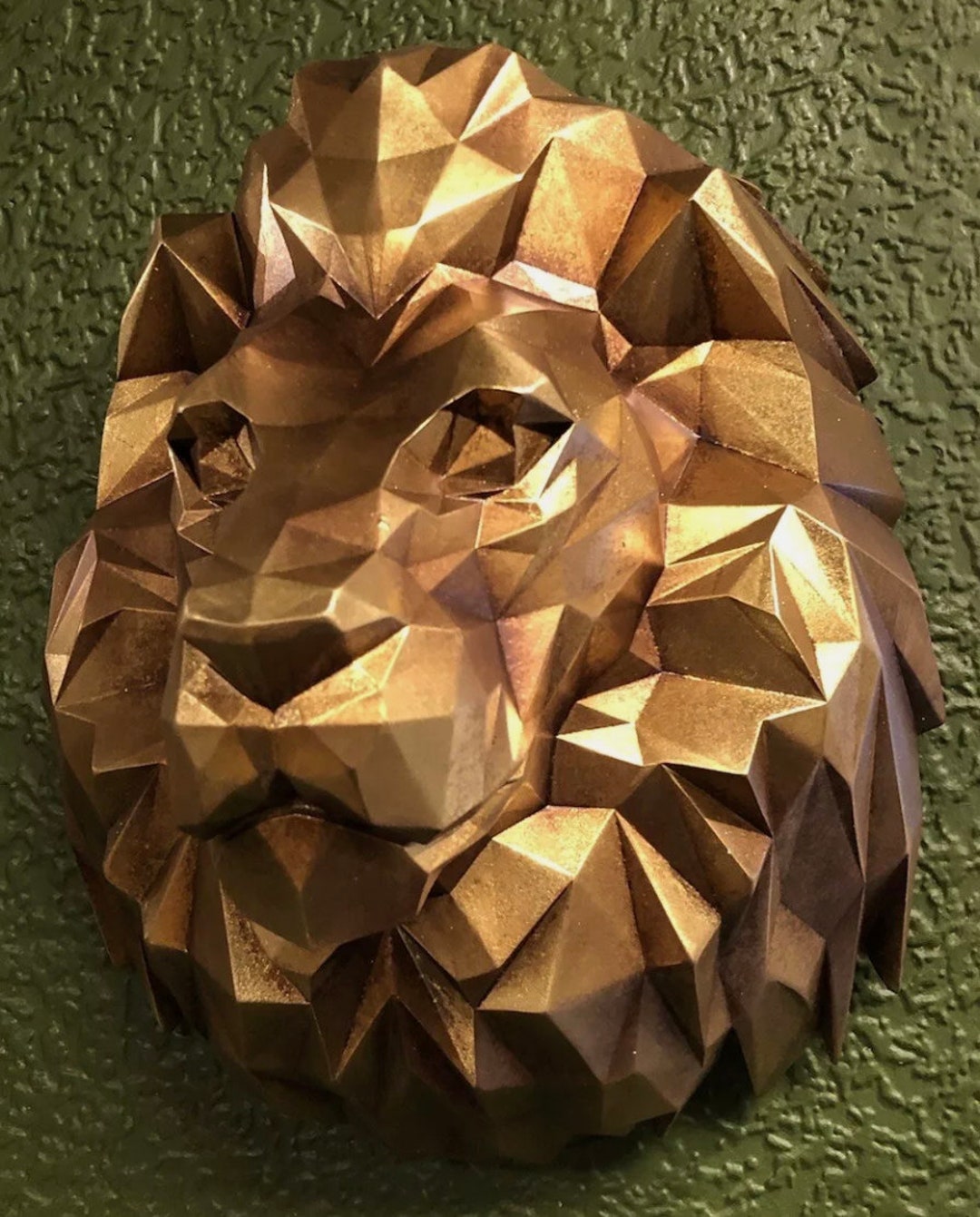 Gold Lion Head Bust - Modern Geometric Wall Decor - Etsy