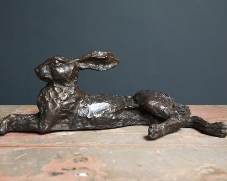 Bronze Hare Laying Life Size , Large Bronze Hare , Resting Hare ...