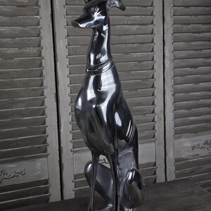 Aluminium Whippet Sitting Greyhound Whippet Silver Finish Ornament ...