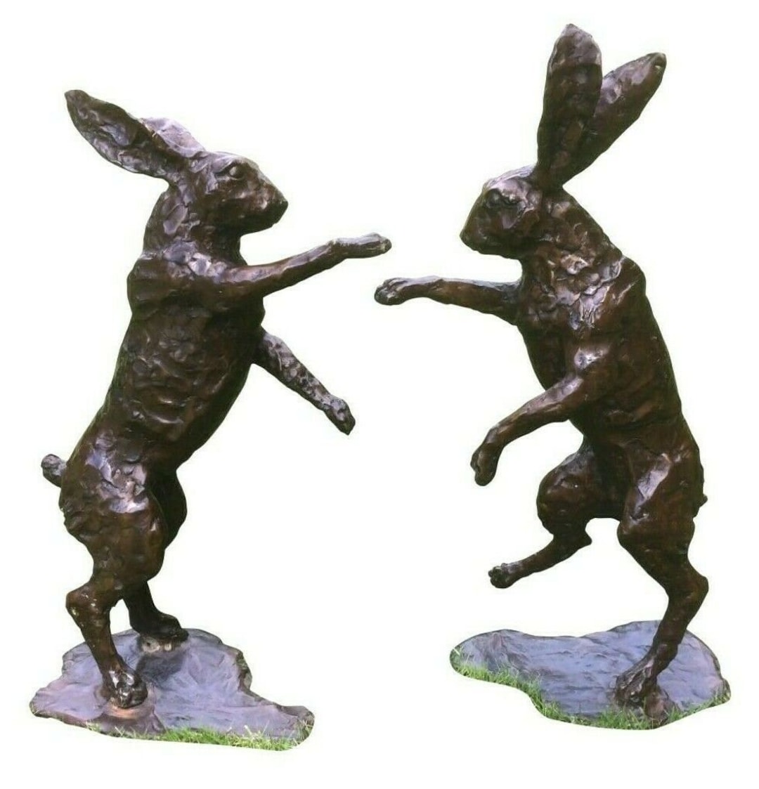 Bronze Boxing Hares Life Size , Pair of Hot Cast Boxing Hares , Bronze ...