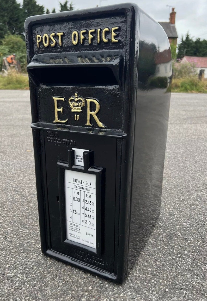 Cast Iron ER Post Box - Black British Mailbox, Royal Mail Style - Etsy