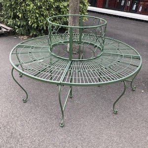 Garden Tree Bench Metal Green Furniture Park Nostalgic Garden Tree Seat ...