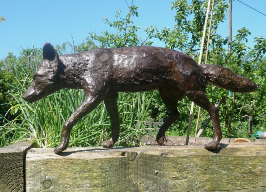 Hand Cast Bronze Fox Sculpture, Lost Wax Method, 29" - Etsy
