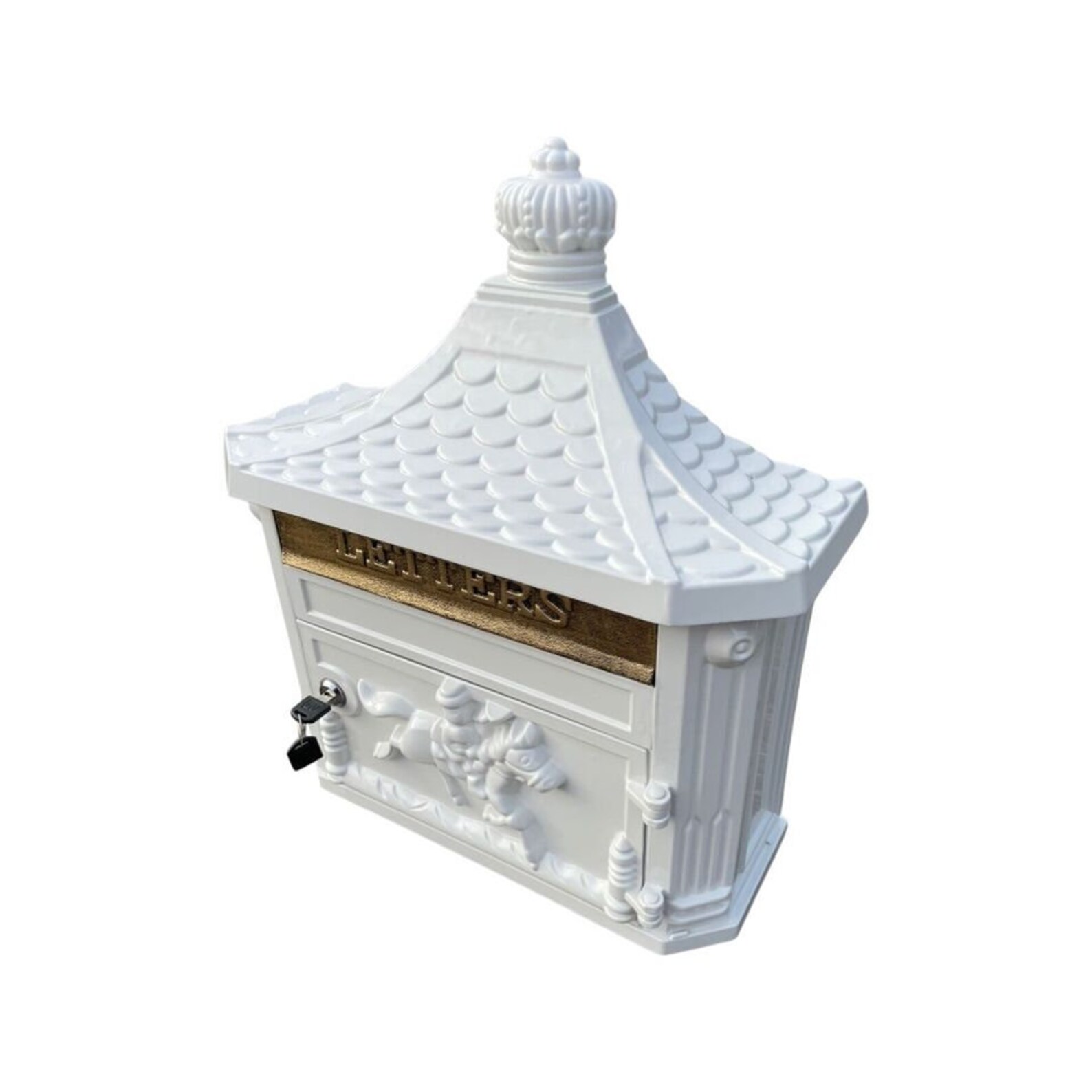 White Wall Post Box Wall Mounted Aluminium White Wall Mail Letter Box ...