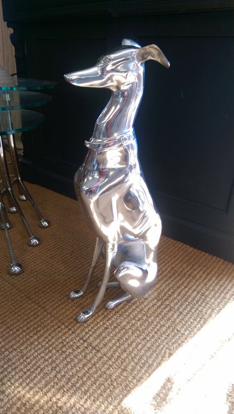 Aluminium Whippet Sitting Greyhound Whippet Silver Finish | Etsy