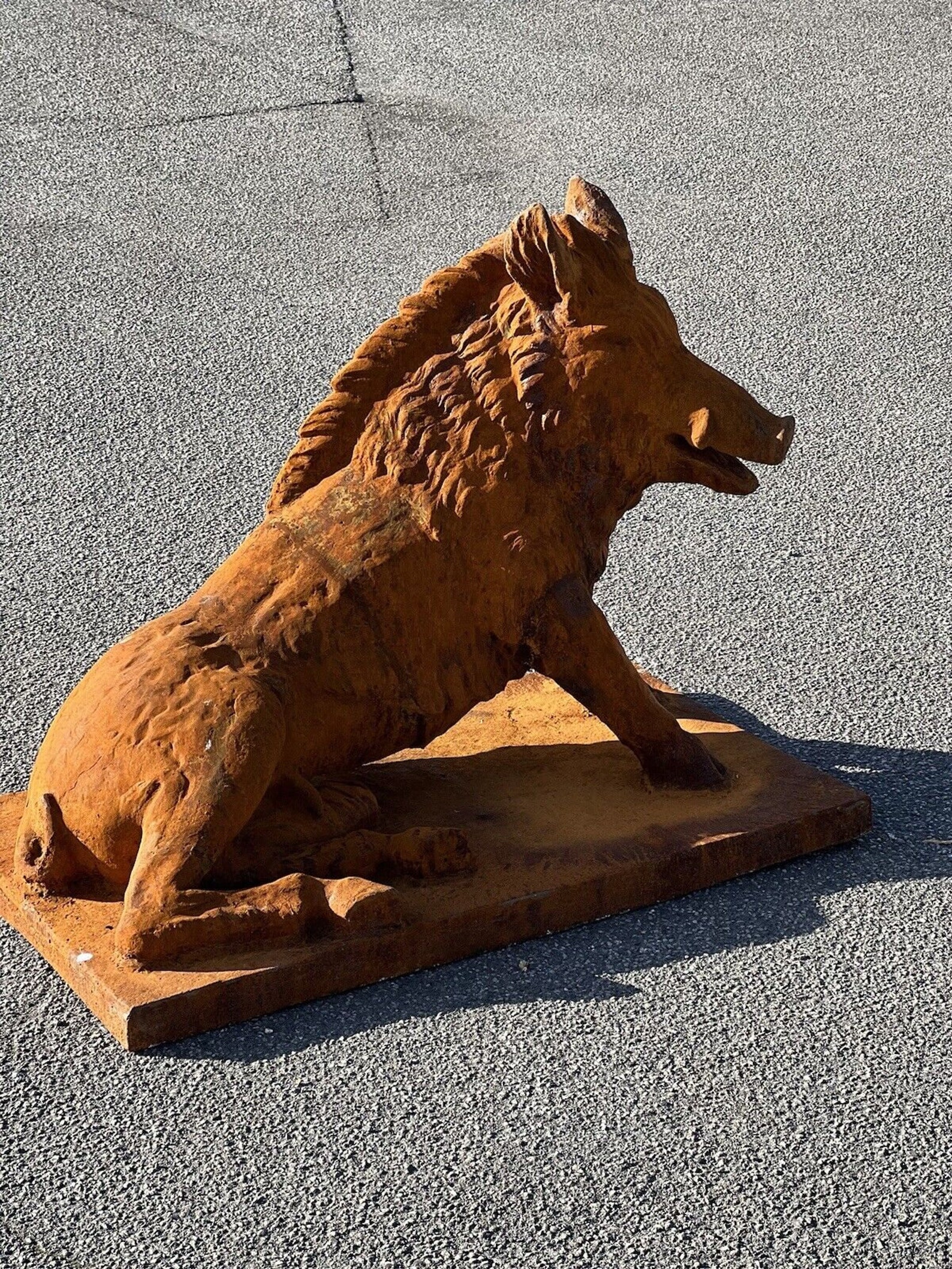 Wild Boar Pig Statue Cast Iron Wild Pig Hunter Sculpture Estate Manor ...