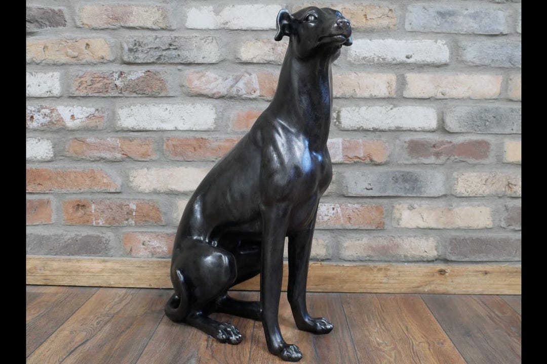 Sitting Whippet Dusk Grey Polished Silver Dog Resin Hound Dog Whippet ...