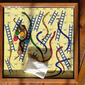 Snakes N' Ladders Game Wooden Handmade Multiplayer Board Game 4 ...