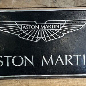 Aston Martin Letters & Logo Combo Brushed Silver Sign Memorabilia ...