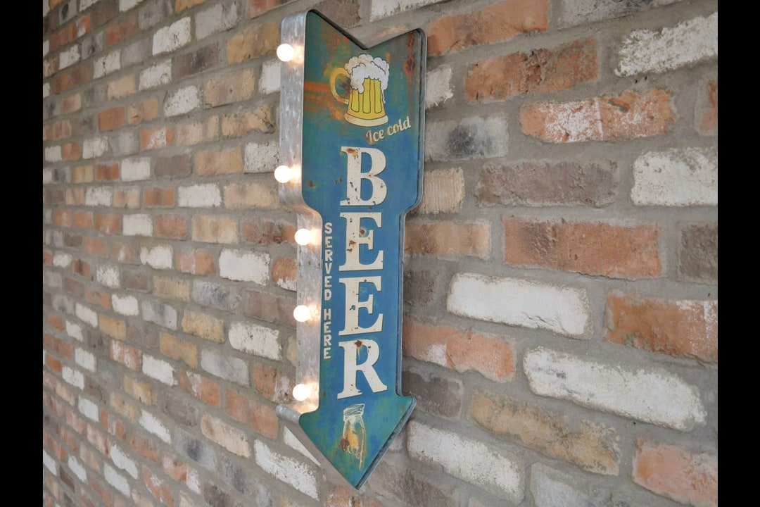 Light up Beer Sign Blue LED Novelty Gift Sign Man Cave Bar Light Wall ...