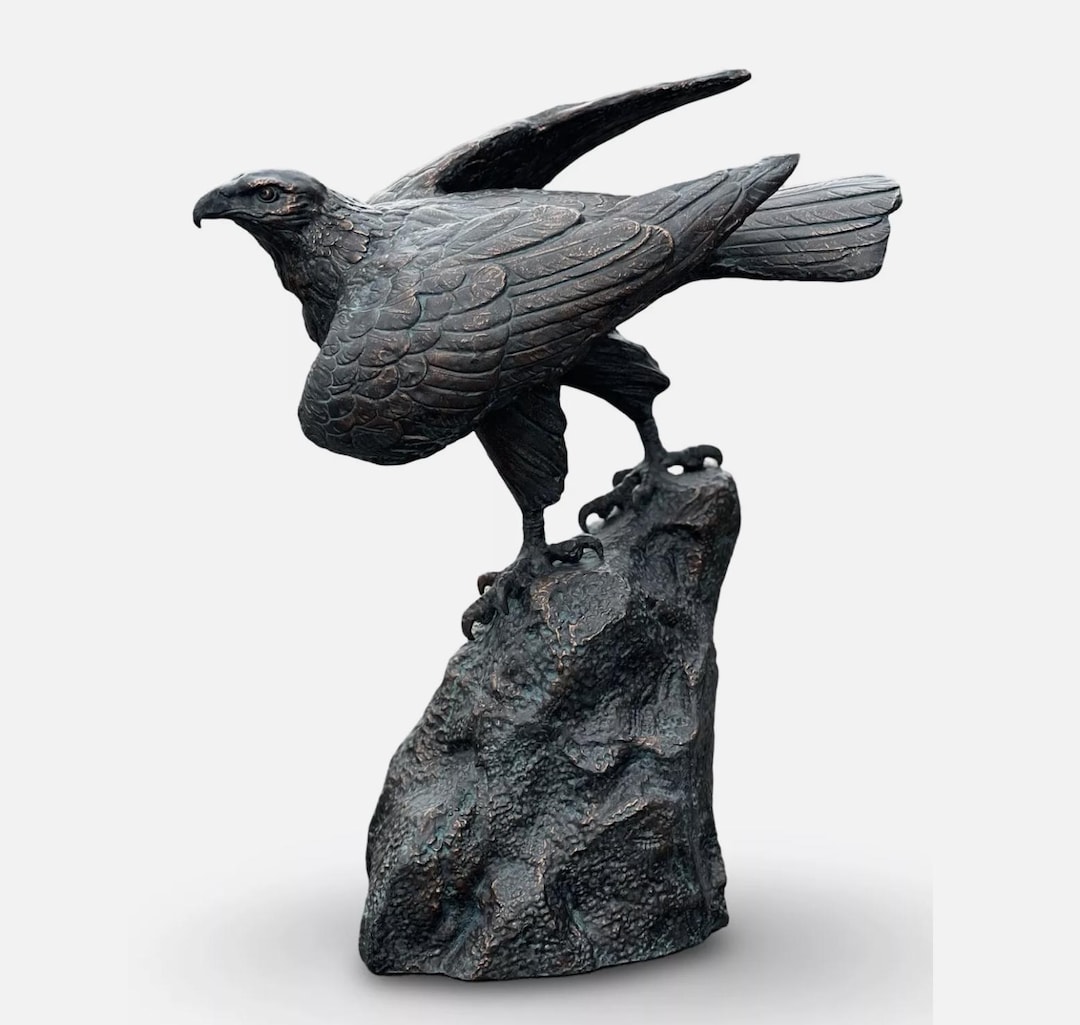 Eagle Garden Sculpture Statue Gate Pier Life Size Hawk Ornament Cast ...