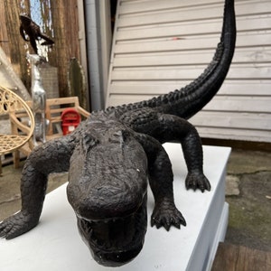 Bronze Crocodile Sculpture Large Garden Statue Poolside Figure Reptile ...