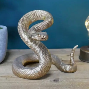 Rattle Snake Gold Resin Sculpture SNAKE Feature Golden Snake - Etsy