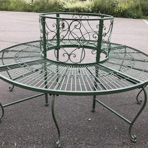 Garden Tree Bench Metal Green Furniture Park Nostalgic Garden Tree Seat ...