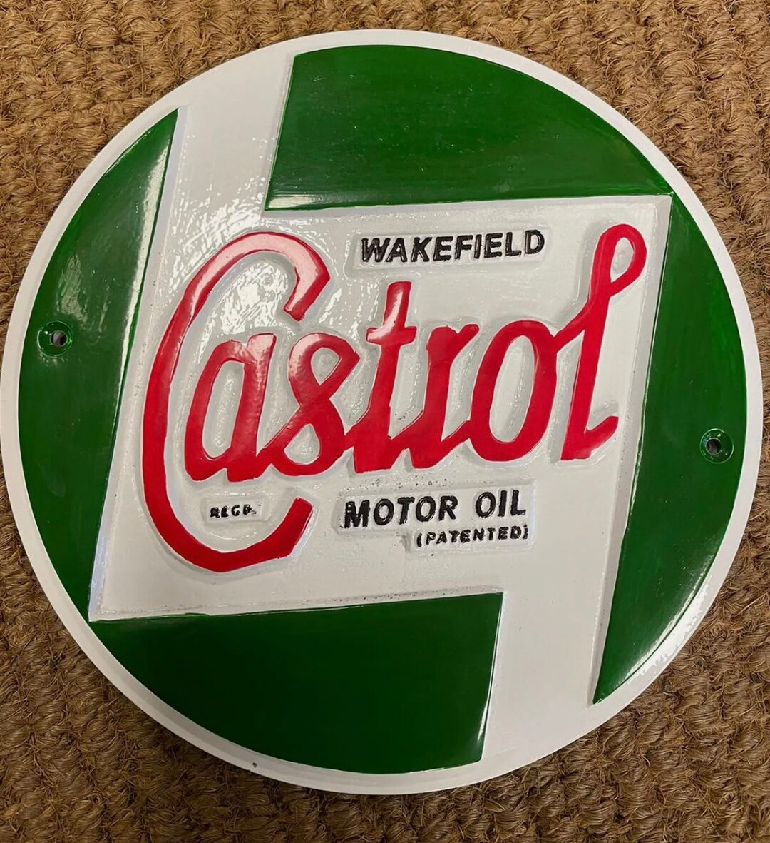 Castrol Sign Vintage Logo Cast Metal Garage Motor Oil Plaque Wakefield ...