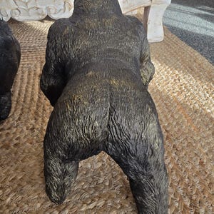 Gorilla Desk Statue Hunched Black Brushed Gold Monkey Ape Small ...