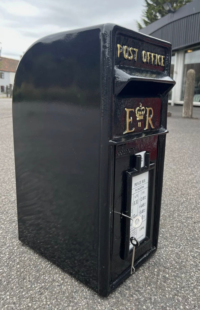 Cast Iron ER Post Box - Black British Mailbox, Royal Mail Style - Etsy