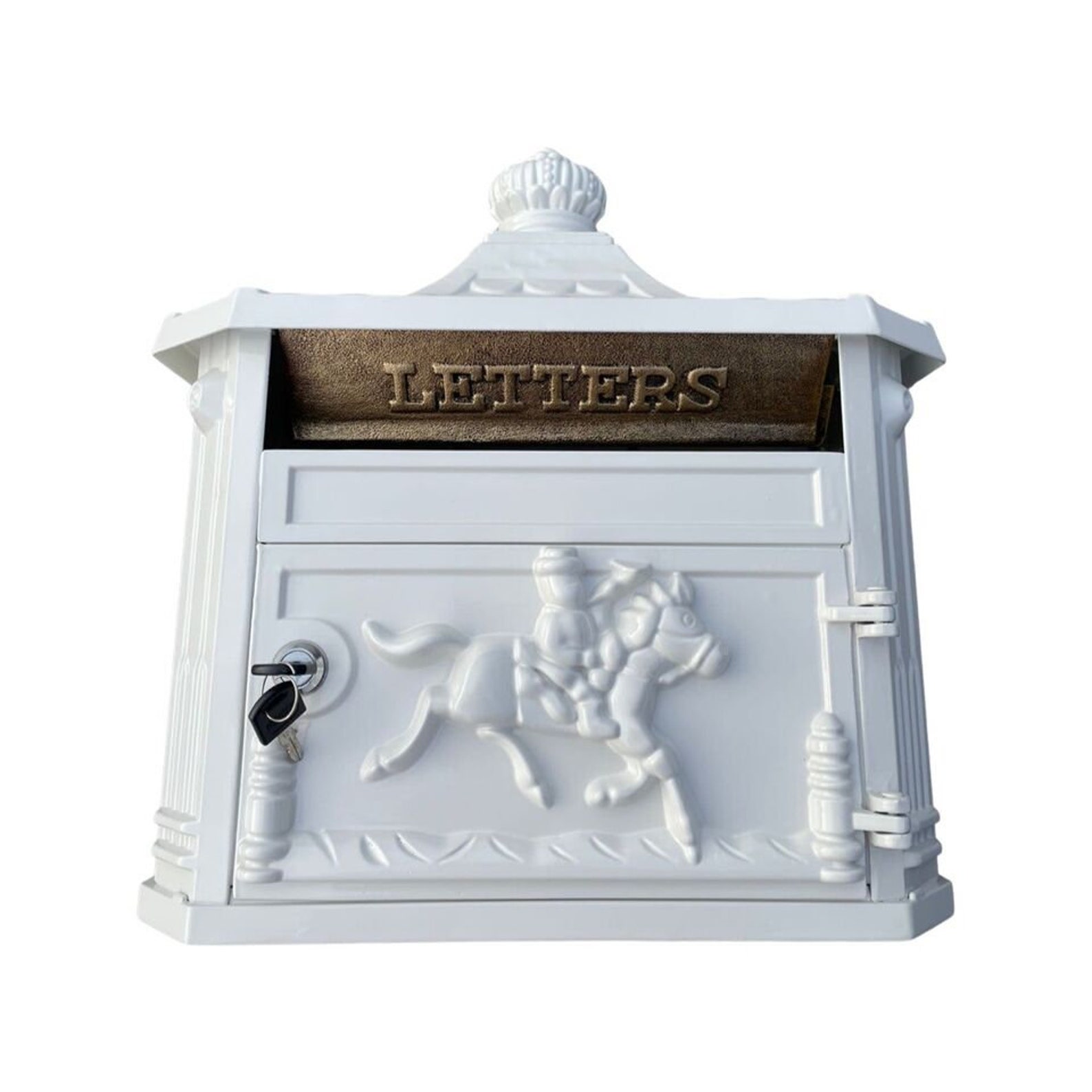 White Wall Post Box Wall Mounted Aluminium White Wall Mail Letter Box ...