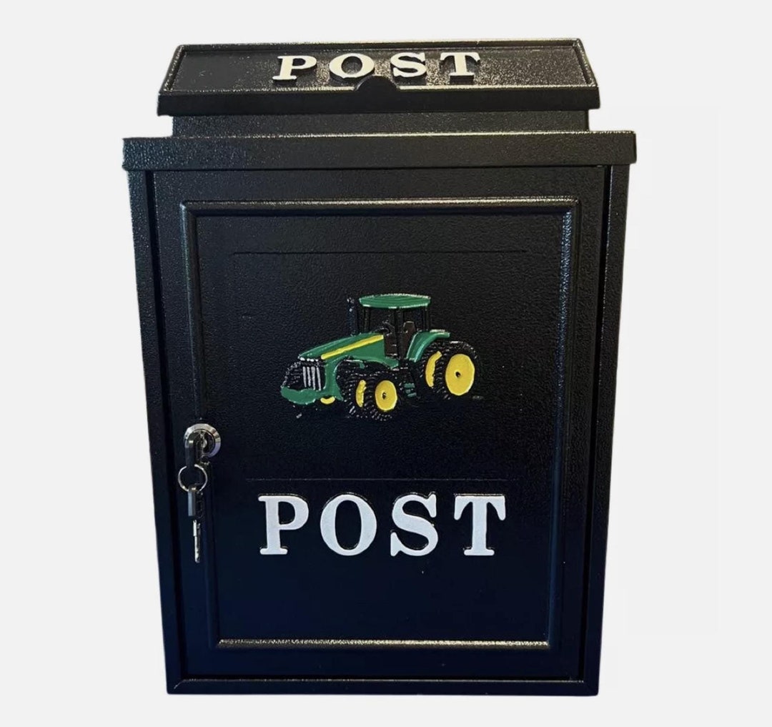 Wall Post Box Green Tractor Wall Mounted Mail Box Black With Painted ...