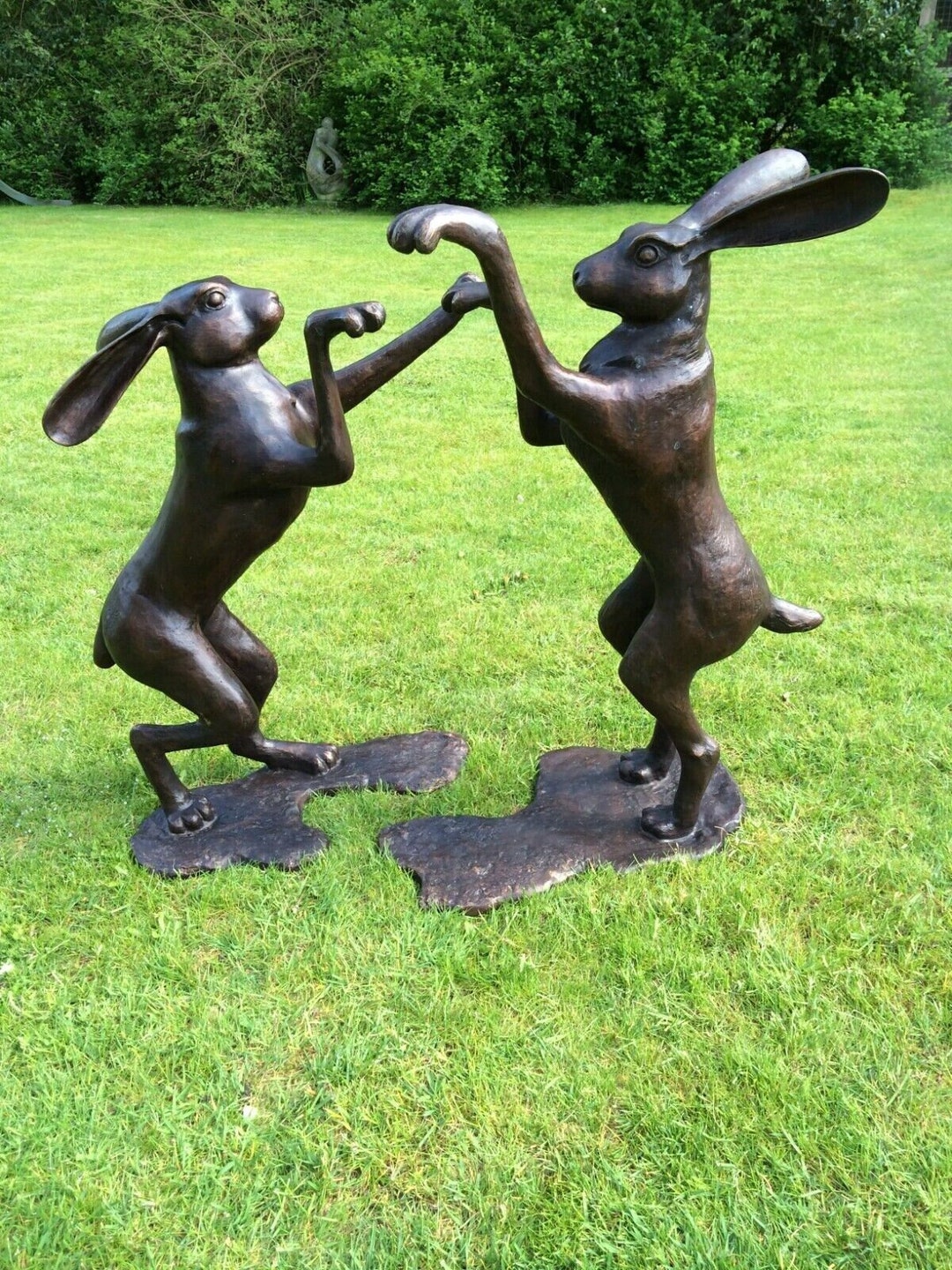 Bronze Boxing Hares David Meredith Large Garden Fighting Hares ...