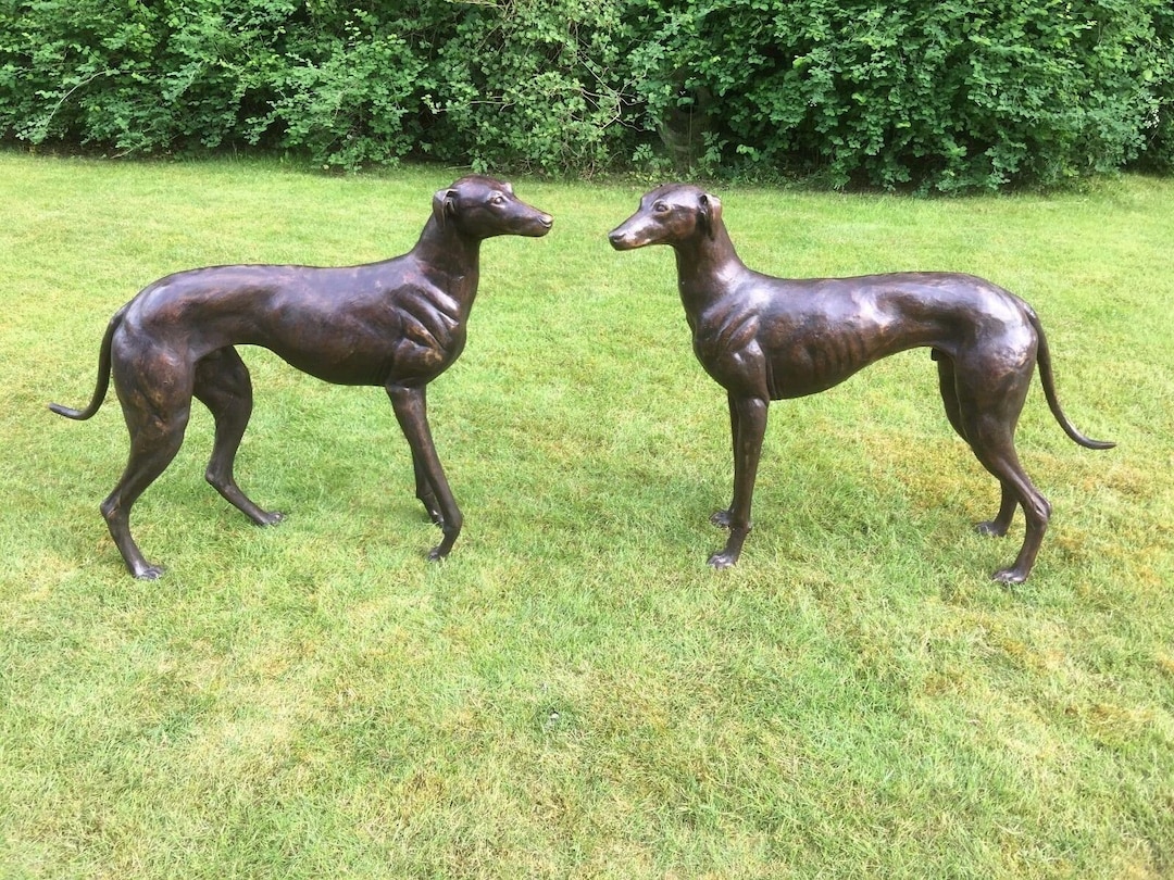 Bronze Greyhound Pair Life Size Bronze Grey Hounds Bronze Dogs Large ...