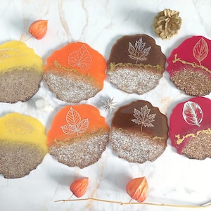 Fall Leaf Thanksgiving Resin Epoxy Coasters - Etsy