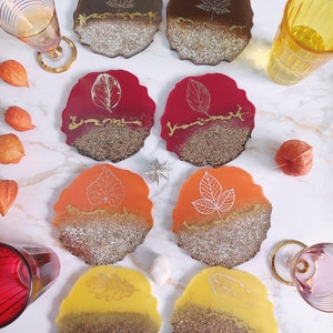 Fall Leaf Thanksgiving Resin Epoxy Coasters - Etsy