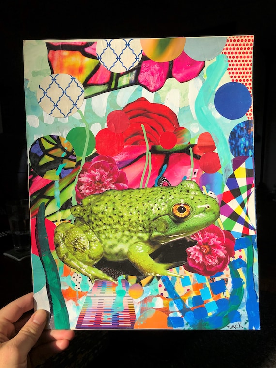 FLORAL FROG Collage Art Contemporary Art Pop Art Mixed | Etsy
