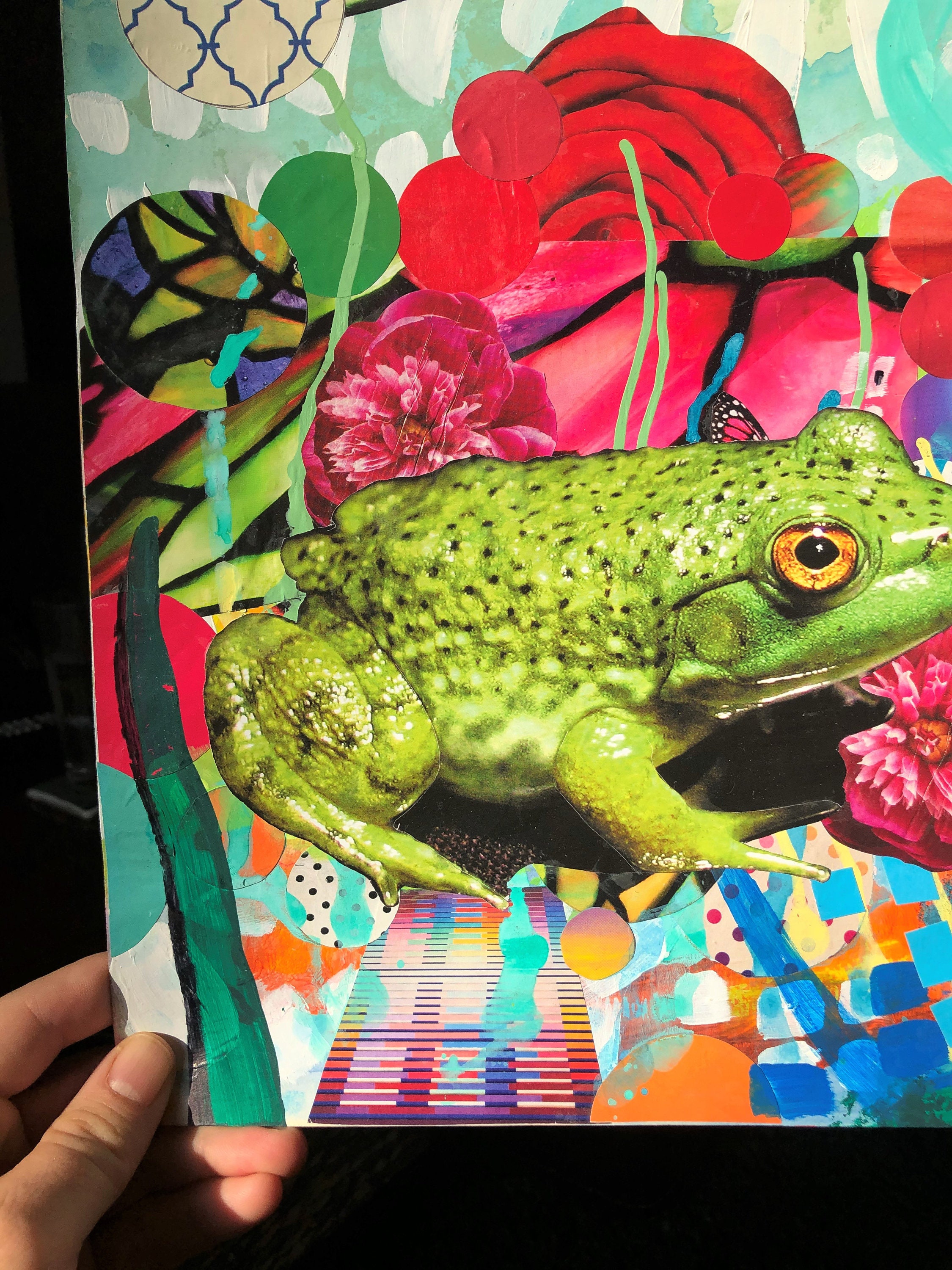 FLORAL FROG, Collage Art, Contemporary Art, Pop Art, Mixed Media - Etsy UK