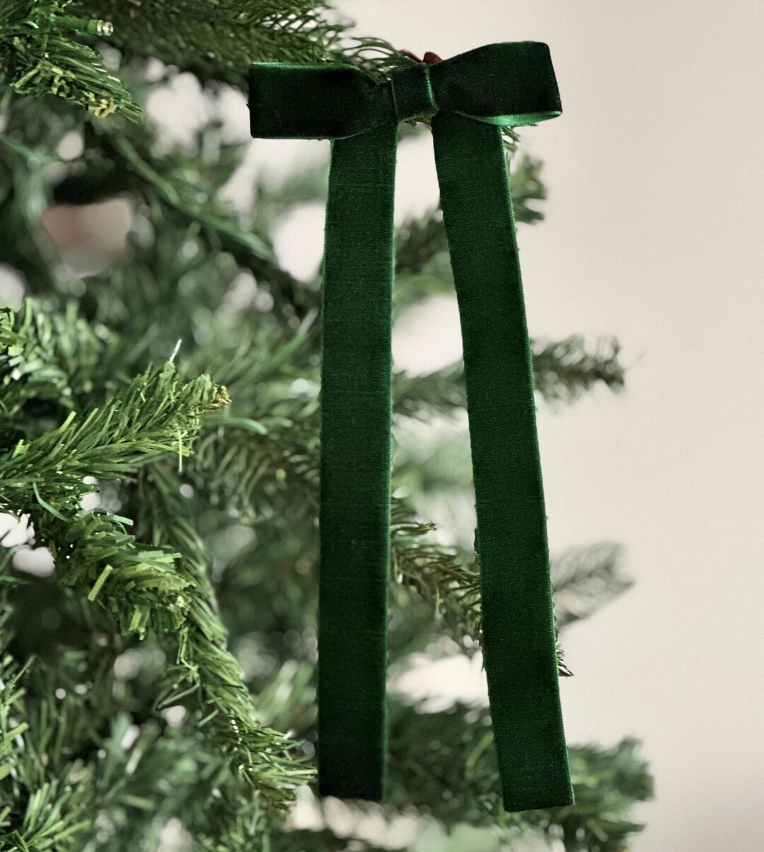 Velvet Christmas Tree Bow Velvet Bow Ornaments Tree Ornaments Set of 6 ...