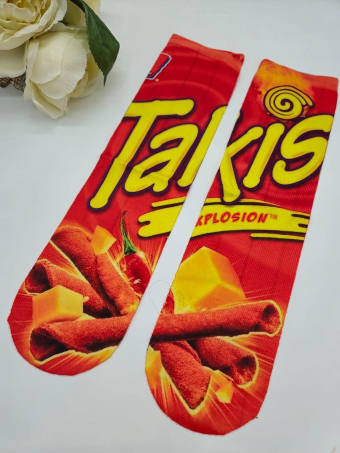 Bold Takis Crew Socks Spicy and Fun Design for Snack Lovers, Takis ...