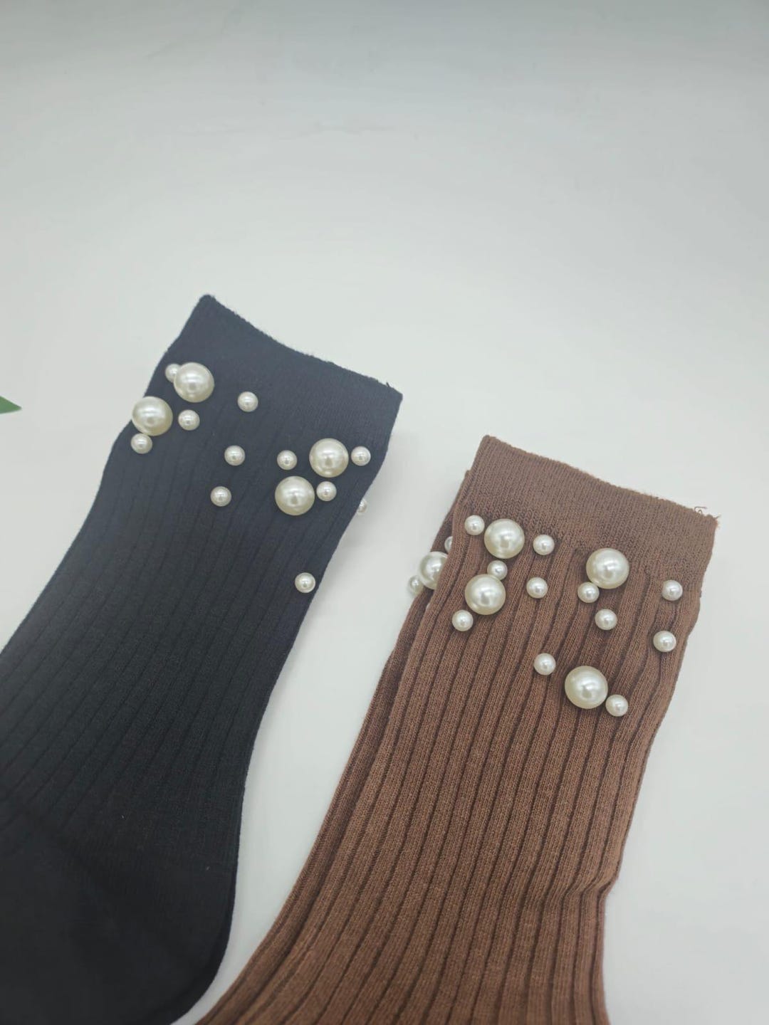 Elegant Pearl-embellished Socks – Chic and Sophisticated Pair of Two ...