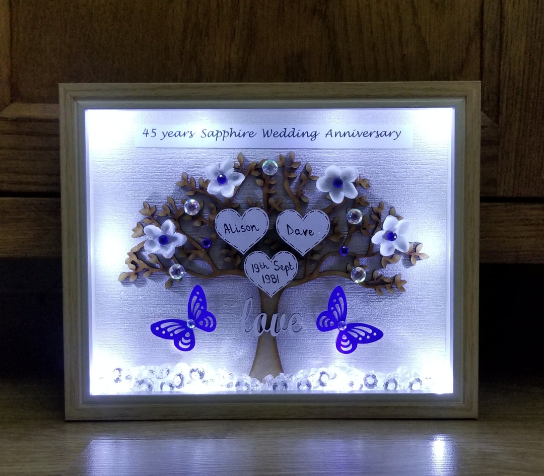 65th 65 Years Blue Sapphire Wedding Anniversary Gift, Blue Sapphire Wedding Anniversary ...