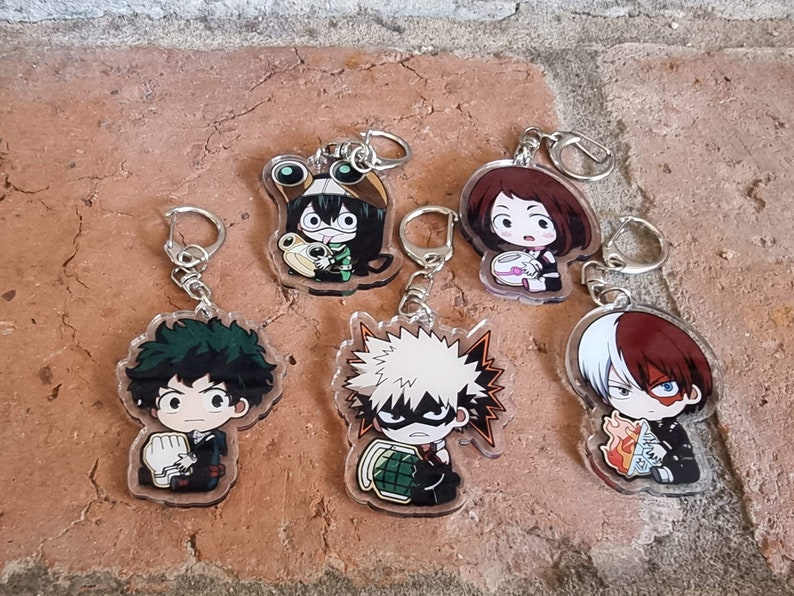 Anime Hero Keychains FROPPY Izuku & Bakugo Katsuki Acrylic Keyring Cute ...