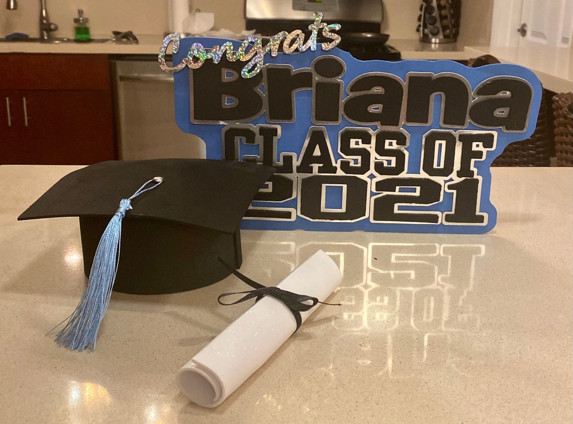 Graduation Cake Topper, Grad Hat and Scroll - Etsy