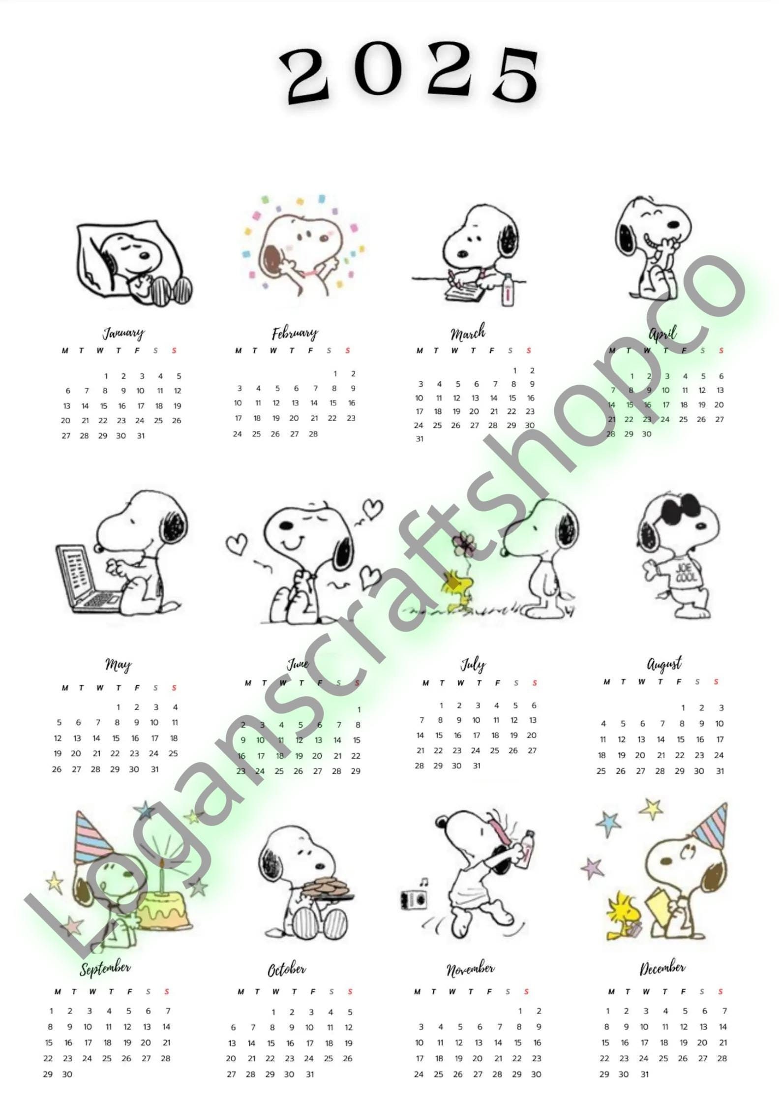 2025 Snoopy Calendar - Etsy