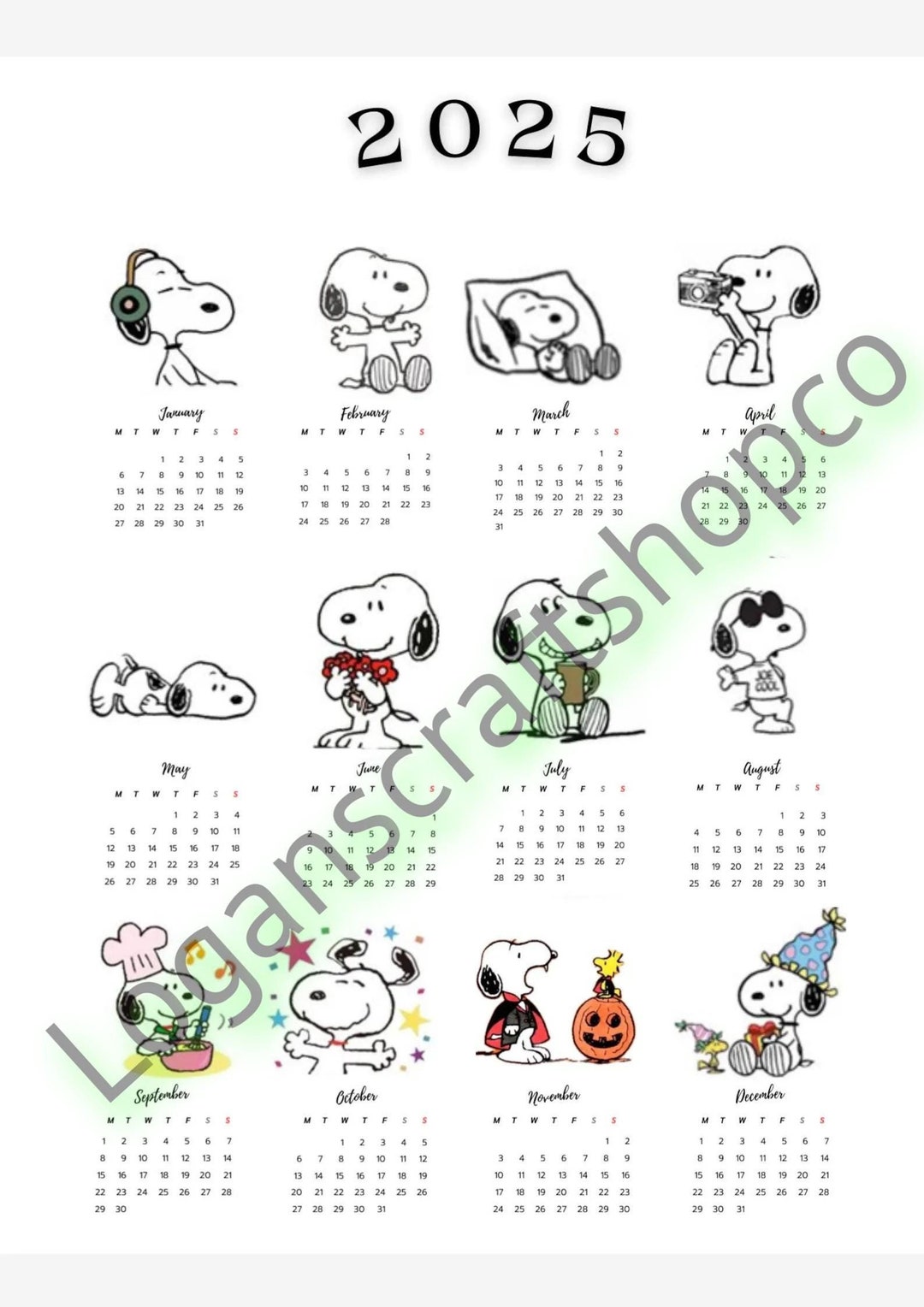 2025 Snoopy Calendar - Etsy