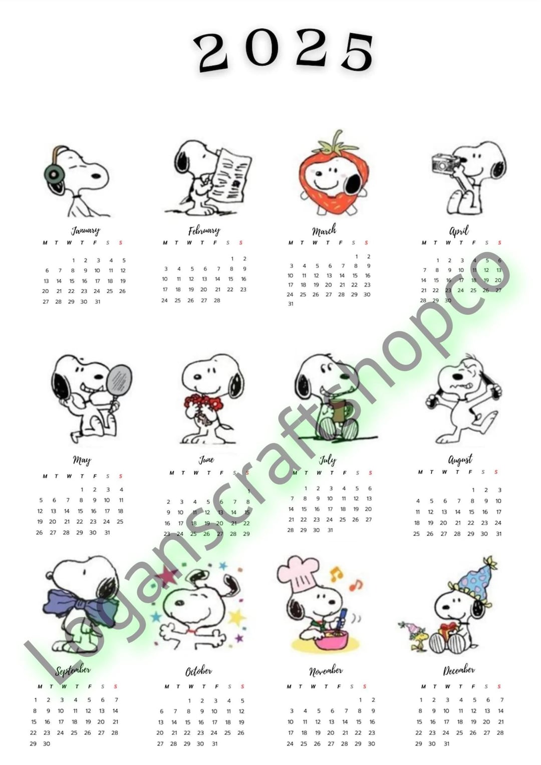 2025 Snoopy Calander - Etsy