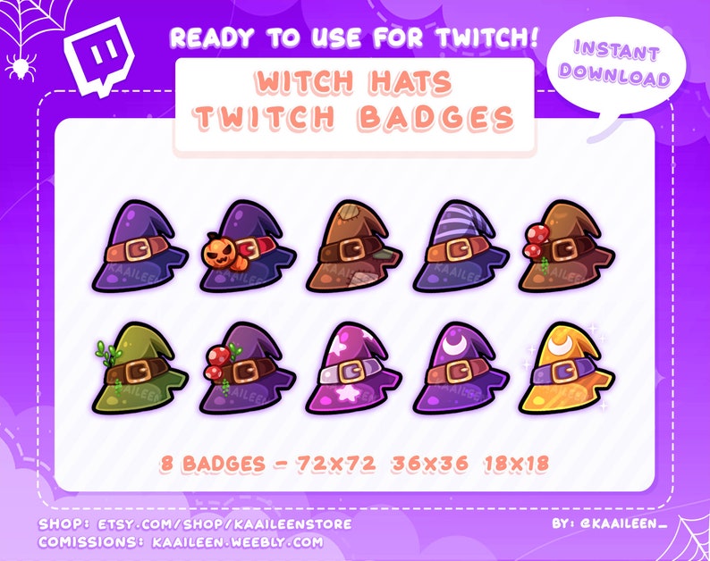 Witch Hat Twitch Sub Badges Halloween Bit Badges Streamer - Etsy Australia