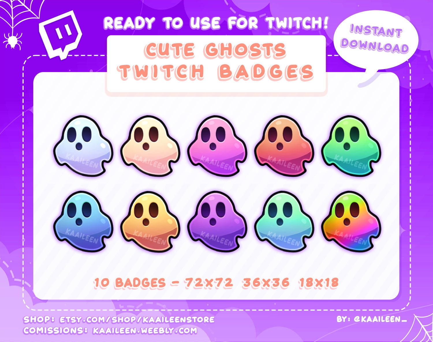 Halloween Ghosts Twitch Sub Badges | Bit Badges | Streamer Emotes ...