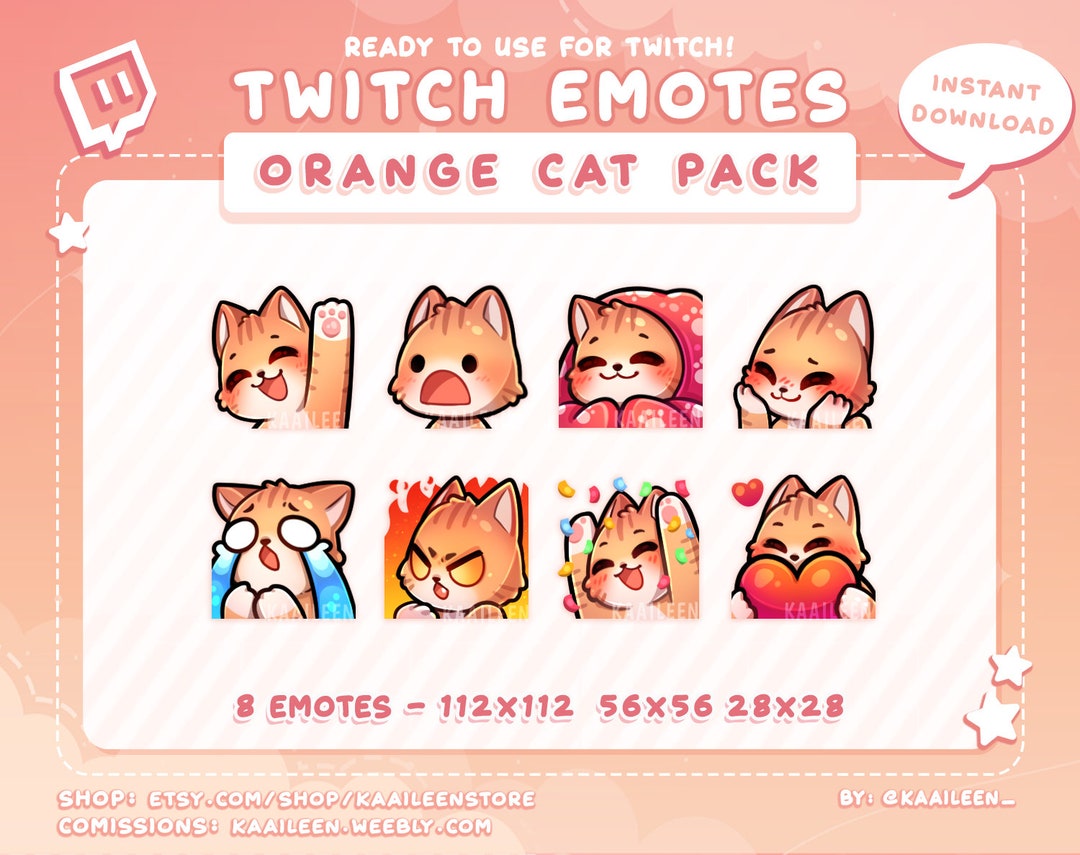 ORANGE CAT EMOTES for Twitch | Discord Youtube Cute Emotes | Streamer ...