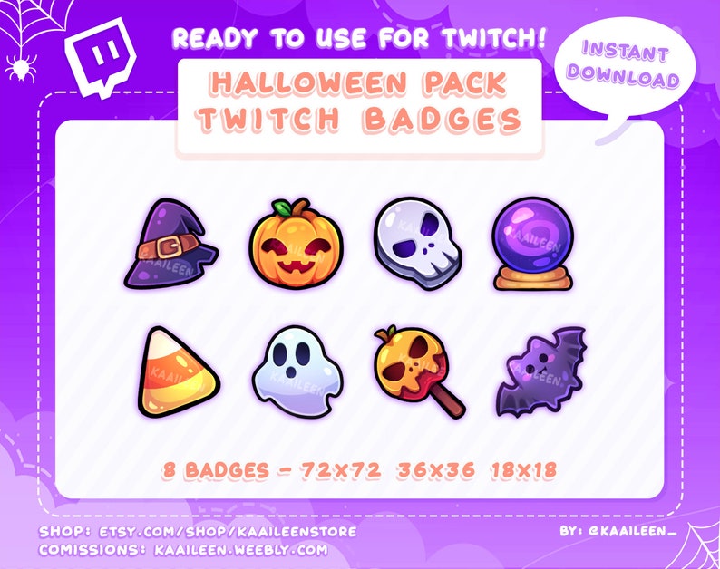 HALLOWEEN PACK Twitch Sub Badges Witch Pumpkin Bit Badges Streamer ...