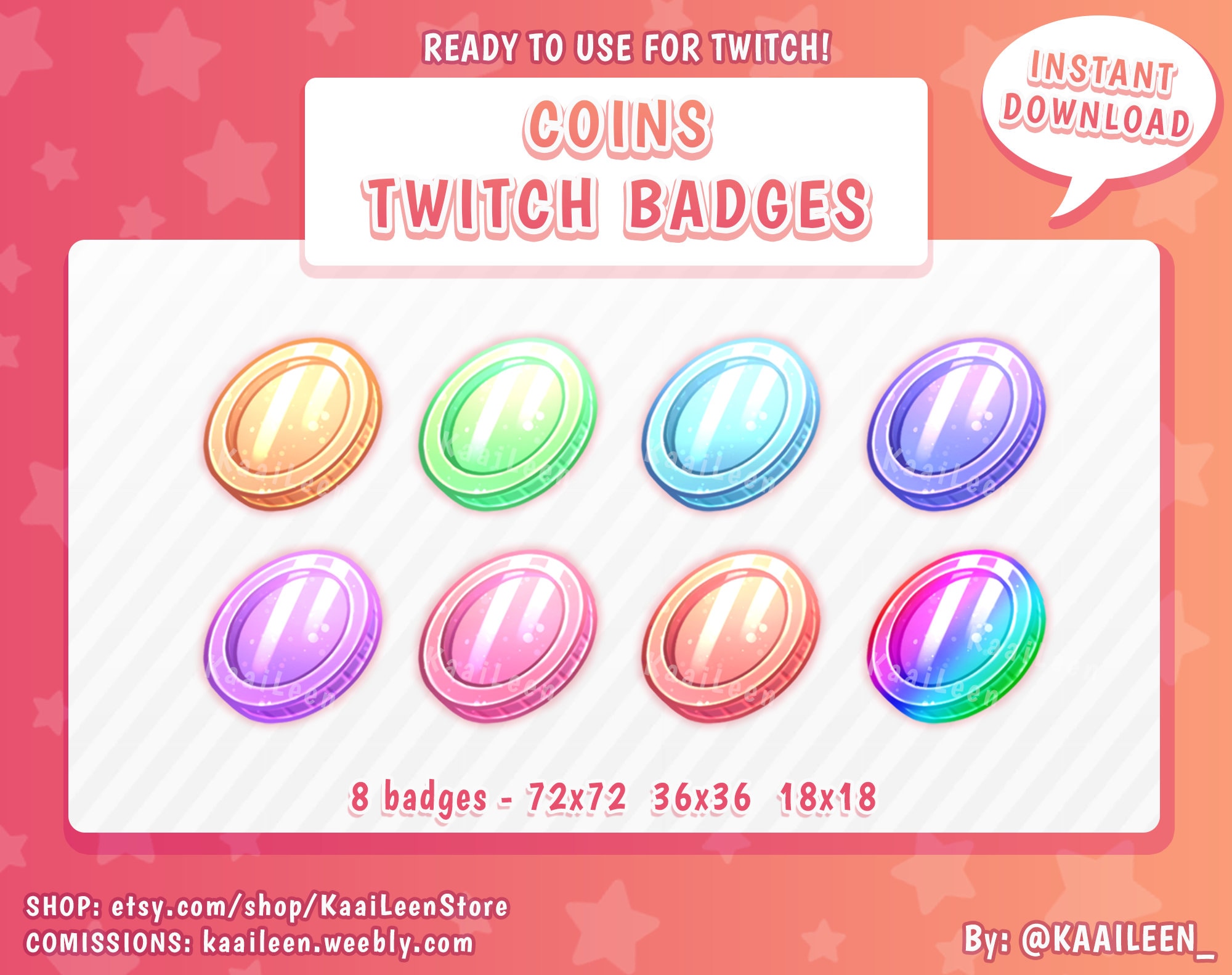COINS Twitch Sub Badges | Bit Badges | Streamer Emotes | Twitch ...